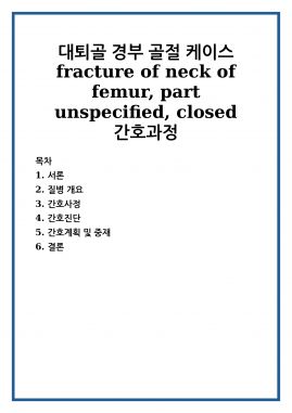 대퇴골 경부 골절 케이스 fracture of neck of femur, part unspecified, closed 간호과정-1페이지