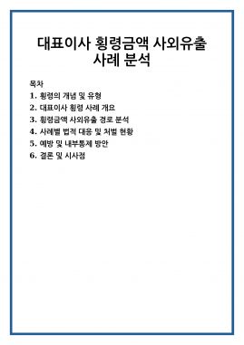 대표이사 횡령금액 사외유출 사례 분석-1페이지