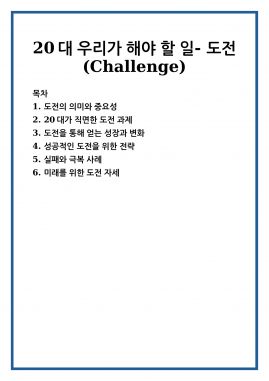 20대 우리가 해야 할 일- 도전 (Challenge)-1페이지