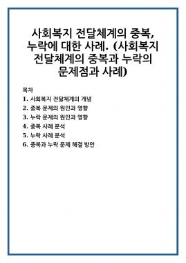 사회복지 전달체계의 중복, 누락에 대한 사례. (사회복지 전달체계의 중복과 누락의 문제점과 사례)-1페이지