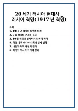 20세기 러시아 현대사 _ 러시아 혁명(1917년 혁명)-1페이지