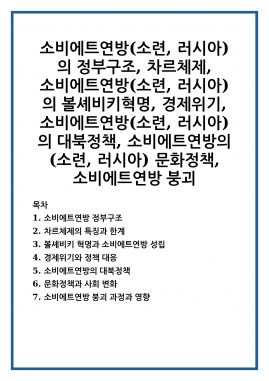 소비에트연방(소련, 러시아)의 정부구조, 차르체제, 소비에트연방(소련, 러시아)의 볼셰비키혁명, 경제위기, 소비에트연방(소련, 러시아)의 대북정책, 소비에트연방의(소련, 러시아) 문화정책, 소비에트연방 붕괴-1페이지