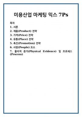 미용산업 마케팅 믹스 7Ps-1페이지