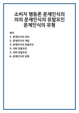 소비자 행동론 문제인식의 의의 문제인식의 유발요인 문제인식의 유형-1페이지