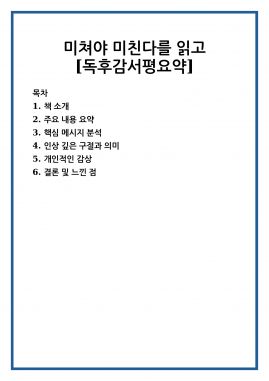 미쳐야 미친다를 읽고 [독후감서평요약]-1페이지