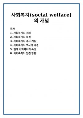 사회복지(social welfare)의 개념-1페이지
