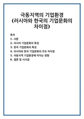 극동지역의 기업환경(러시아와 한국의 기업문화의 차이점)-1페이지