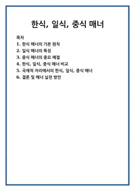 한식, 일식, 중식 매너-1페이지