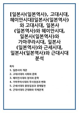 [일본사(일본역사), 고대시대, 헤이안시대]일본사(일본역사)와 고대시대, 일본사(일본역사)와 헤이안시대, 일본사(일본역사)와 가마쿠라시대, 일본사(일본역사)와 근세시대, 일본사(일본역사)와 근대시대 분석-1페이지