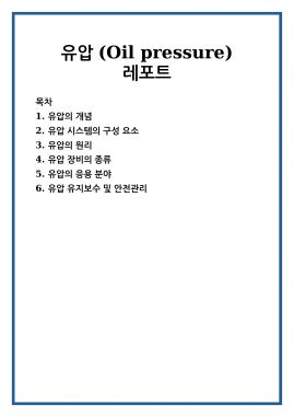 유압 (Oil pressure)   레포트-1페이지