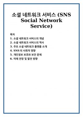 소셜 네트워크 서비스 (SNS  Social Network Service)-1페이지