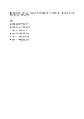 [인지발달이론] 피아제와 비고츠키의 인지발달이론(인지발달단계), 콜버그의 도덕성 발달이론(도덕성발달단계)-1페이지