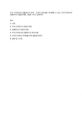 조직 구조변수와 상황변수의 관계 - 조직의 유효성을 극대화할 수 있는 조직구조변수와 상황변수의 결합관계를 그림을 그리고 설명하라.-1페이지