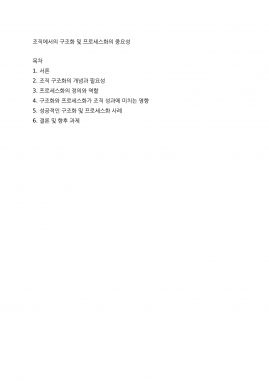 조직에서의 구조화 및 프로세스화의 중요성-1페이지
