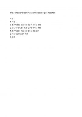 The professional self-image of nurses Belgian hospitals-1페이지