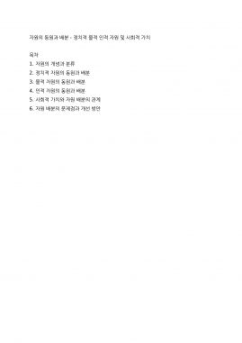 자원의 동원과 배분 - 정치적 물적 인적 자원 및 사회적 가치-1페이지