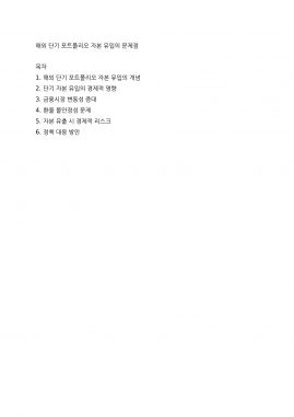 해외 단기 포트폴리오 자본 유입의 문제점-1페이지