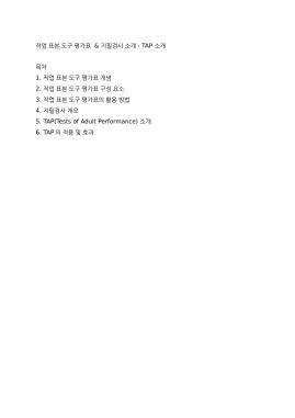 작업 표본 도구 평가표  & 지필검사 소개 - TAP 소개-1페이지