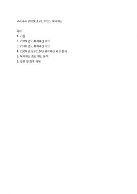 우리나라 2009년 2010년도 복지예산-1페이지