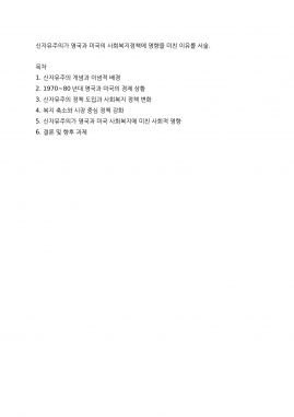 신자유주의가 영국과 미국의 사회복지정책에 영향을 미친 이유를 서술.-1페이지