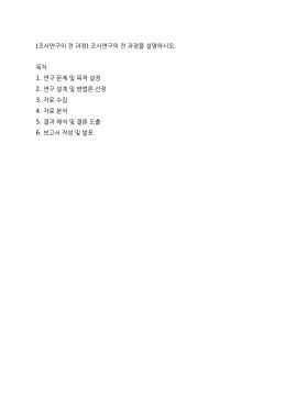 (조사연구의 전 과정) 조사연구의 전 과정을 설명하시오.-1페이지