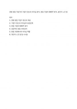 경영 창업 기업가의 기업가 정신과 리더십 분석, 창업 기업의 SWOT 분석, 본인이 느낀 점-1페이지