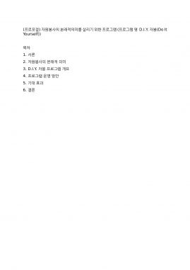 (프로포절) 자원봉사의 본래적의미를 살리기 위한 프로그램 (프로그램 명  D.I.Y. 자봉(Do It Yourself))-1페이지
