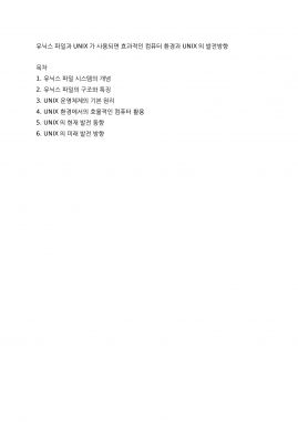 유닉스 파일과 UNIX가 사용되면 효과적인 컴퓨터 환경과 UNIX의 발전방향-1페이지