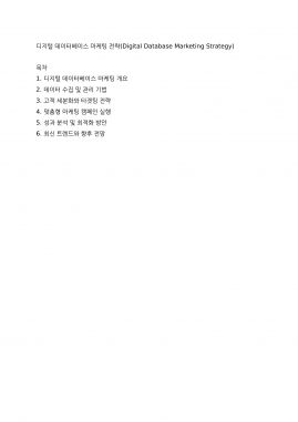디지털 데이터베이스 마케팅 전략(Digital Database Marketing Strategy)-1페이지