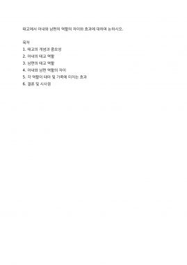태교에서 아내와 남편의 역할의 차이와 효과에 대하여 논하시오.-1페이지