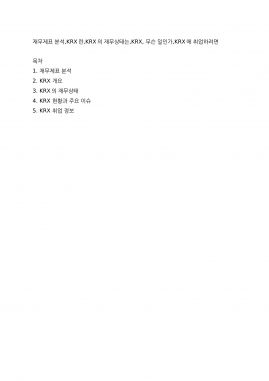 재무제표 분석,KRX란,KRX의 재무상태는,KRX, 무슨 일인가,KRX에 취업하려면-1페이지