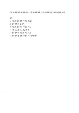 기업의 재무관리와 재무분석 (기업의 재무계획, 기업의 재무관리, 기업의 재무 분석)-1페이지
