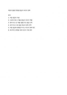 아동의 월별 연령별 발달과 부모의 양육-1페이지