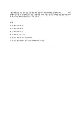 [경영혁신][공기업개혁][공기업경영혁신][정부개혁][정부혁신]경영혁신의 의의, 경영혁신의 원칙, 경영혁신의 기법, 경영혁신 사례 고찰, 공기업개혁(공기업경영혁신)으로 본 향후 정부개혁(정부혁신)에 대한 시사점-1페이지