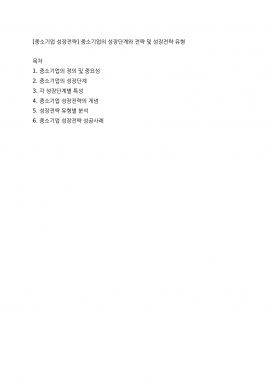 [중소기업 성장전략] 중소기업의 성장단계와 전략 및 성장전략 유형-1페이지