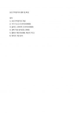 보조기억장치의 종류 및 특징-1페이지