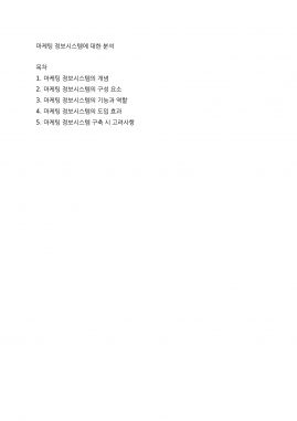 마케팅 정보시스템에 대한 분석-1페이지