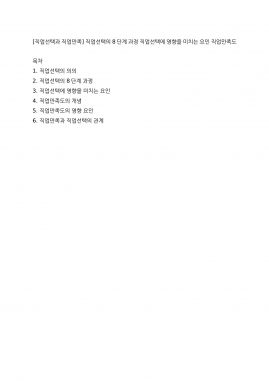 [직업선택과 직업만족] 직업선택의 8단계 과정 직업선택에 영향을 미치는 요인 직업만족도-1페이지
