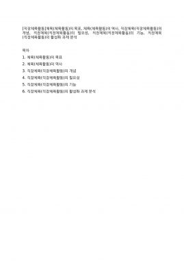 [직장체육활동]체육(체육활동)의 목표, 체육(체육활동)의 역사, 직장체육(직장체육활동)의 개념, 직장체육(직장체육활동)의 필요성, 직장체육(직장체육활동)의 기능, 직장체육(직장체육활동)의 활성화 과제 분석-1페이지