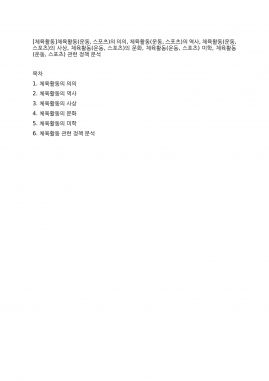 [체육활동]체육활동(운동, 스포츠)의 의의, 체육활동(운동, 스포츠)의 역사, 체육활동(운동, 스포츠)의 사상, 체육활동(운동, 스포츠)의 문화, 체육활동(운동, 스포츠) 미학, 체육활동(운동, 스포츠) 관련 정책 분석-1페이지
