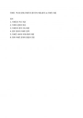티베트- 역사와 문화,티베트의 중국귀속 배경,중국 vs 티베트 대응-1페이지