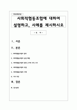 사회적협동조합에 대하여 설명하고, 사례를 제시하시오-1페이지