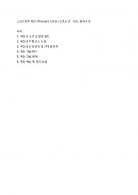노인간호학 욕창 (Pressure Ulcer) 간호진단 , 사정, 중재 7개-1페이지