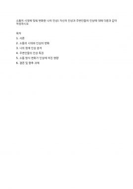 소통의 시대에 맞춰 변화한 나의 인상) 자신의 인상과 주변인들의 인상에 대해 다음과 같이 작성하시오-1페이지