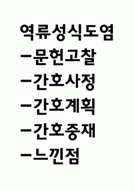 역류성식도염 연구레포트 - 역류성식도염 문헌고찰과 간호사정,간호계획,간호중재 및 느낀점-1페이지