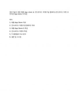 정보기술과 경영 애플 App store & 안드로이드 마켓(구글 플레이),안드로이드 마켓 과 아이폰 App store 의 특징-1페이지
