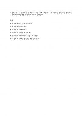 호텔의 이미지 형성요인 경영관리 호텔이미지 호텔이미지의 중요성 형성과정 향상방안 이미지속성 호텔경영 투숙객 비투숙객 환경변수-1페이지