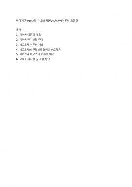 삐아제(Piaget)와  비고츠키(Vygotsky)이론의 모든것-1페이지