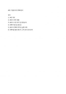 AIG 기업분석과 CRM분석-1페이지