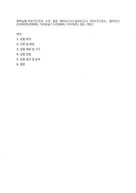 화학실험-아보가드로의 수의 결정 예비보고서+결과보고서 (아보가드로수, 팔미틴산(C15H31COOH), 카르복실기 (-COOH), 다이아몬드 밀도, 헥산)-1페이지